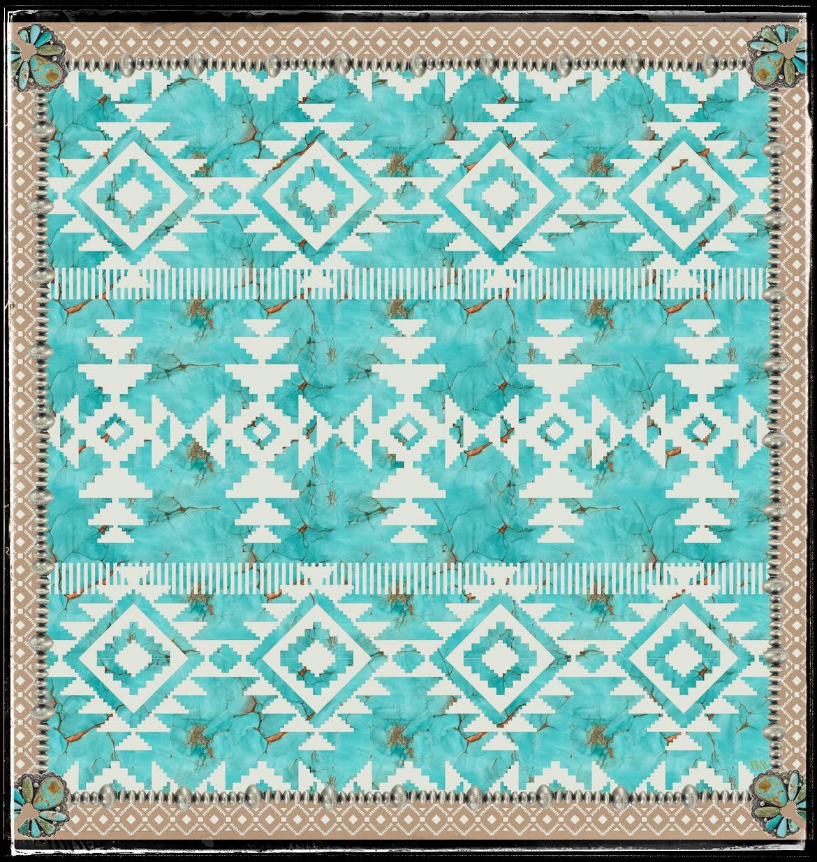 Aztec Turquoise Slab Wild Rag | Wild Pony Trading Co.
