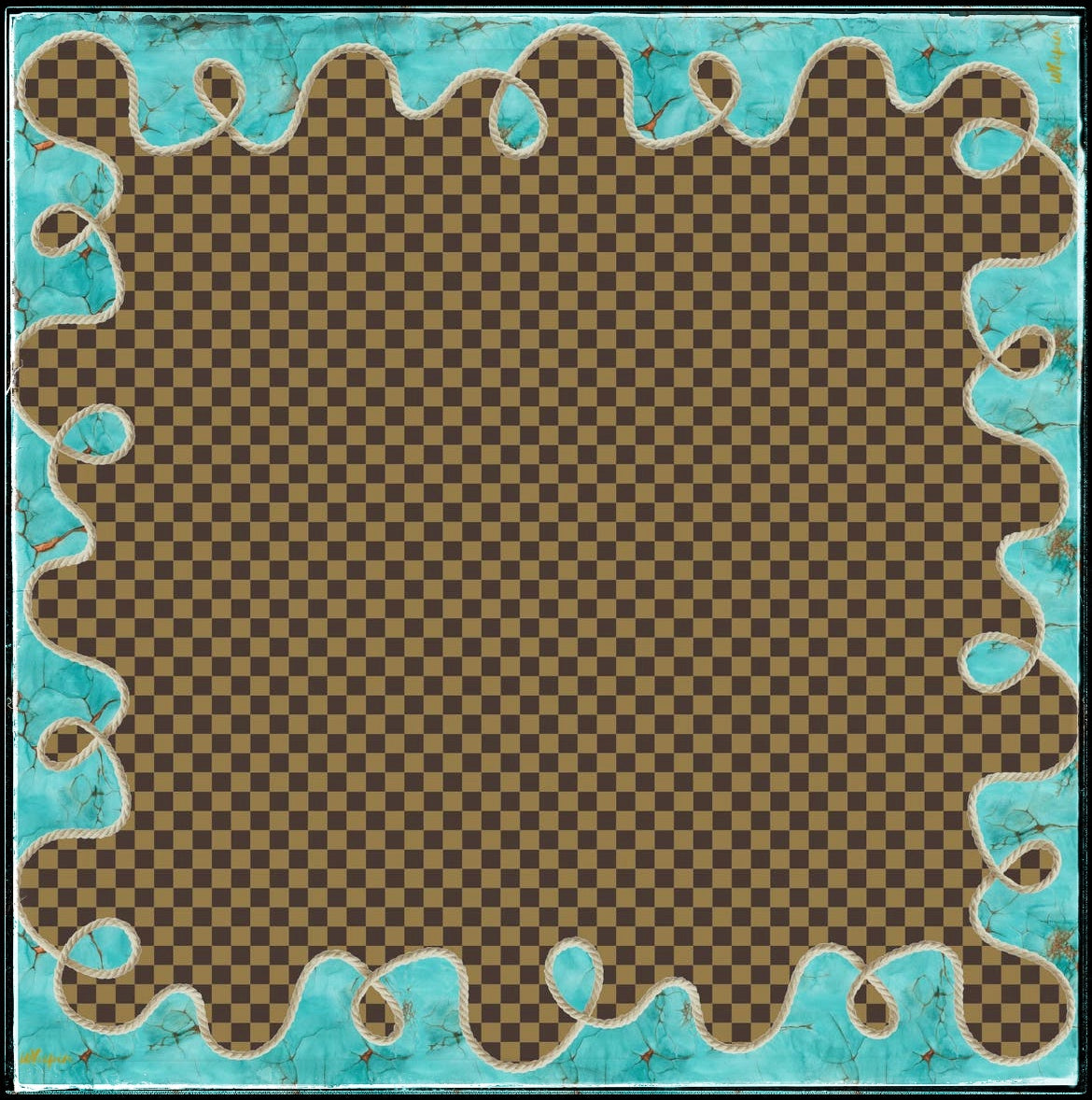 Checkered Turquoise Slab Wild Rag | Wild Pony Trading Co.