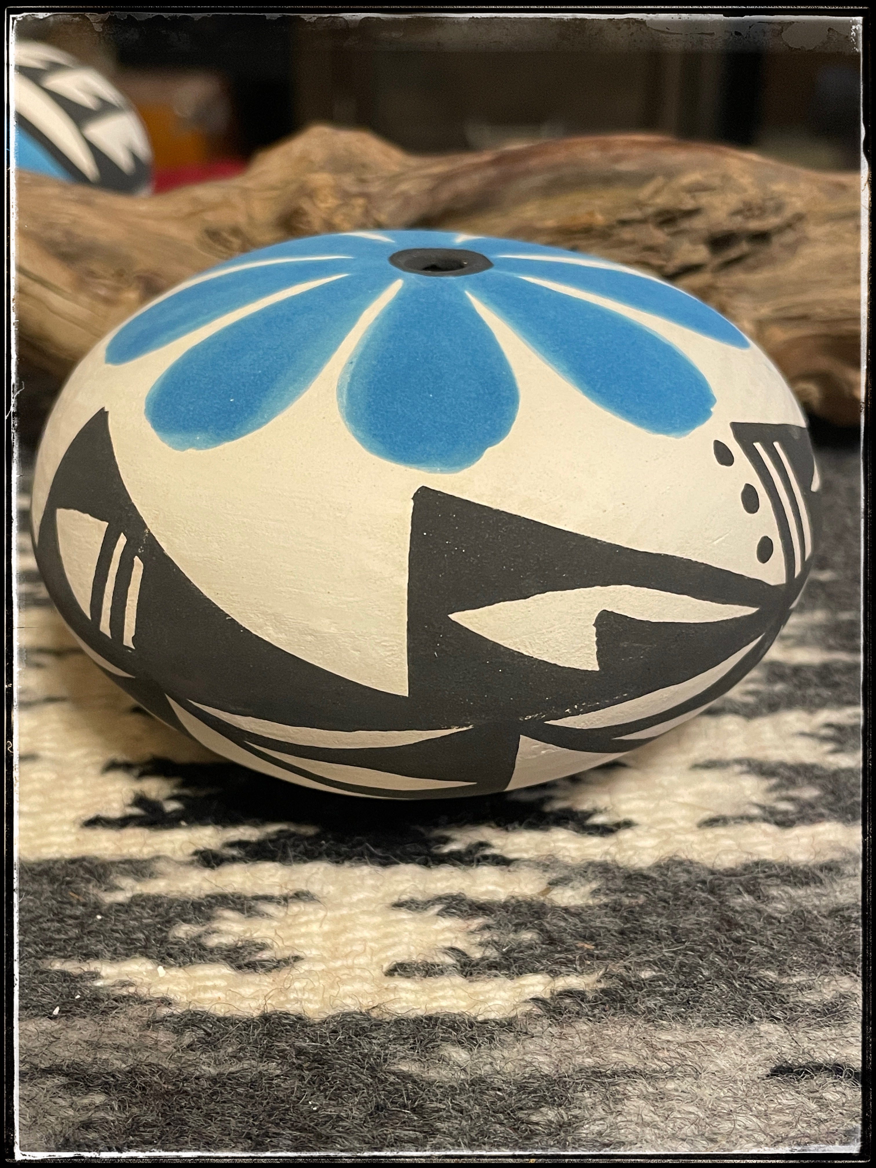 Mary Antonio Blue Floral Acoma Seed Pot | Wild Pony Trading Co.